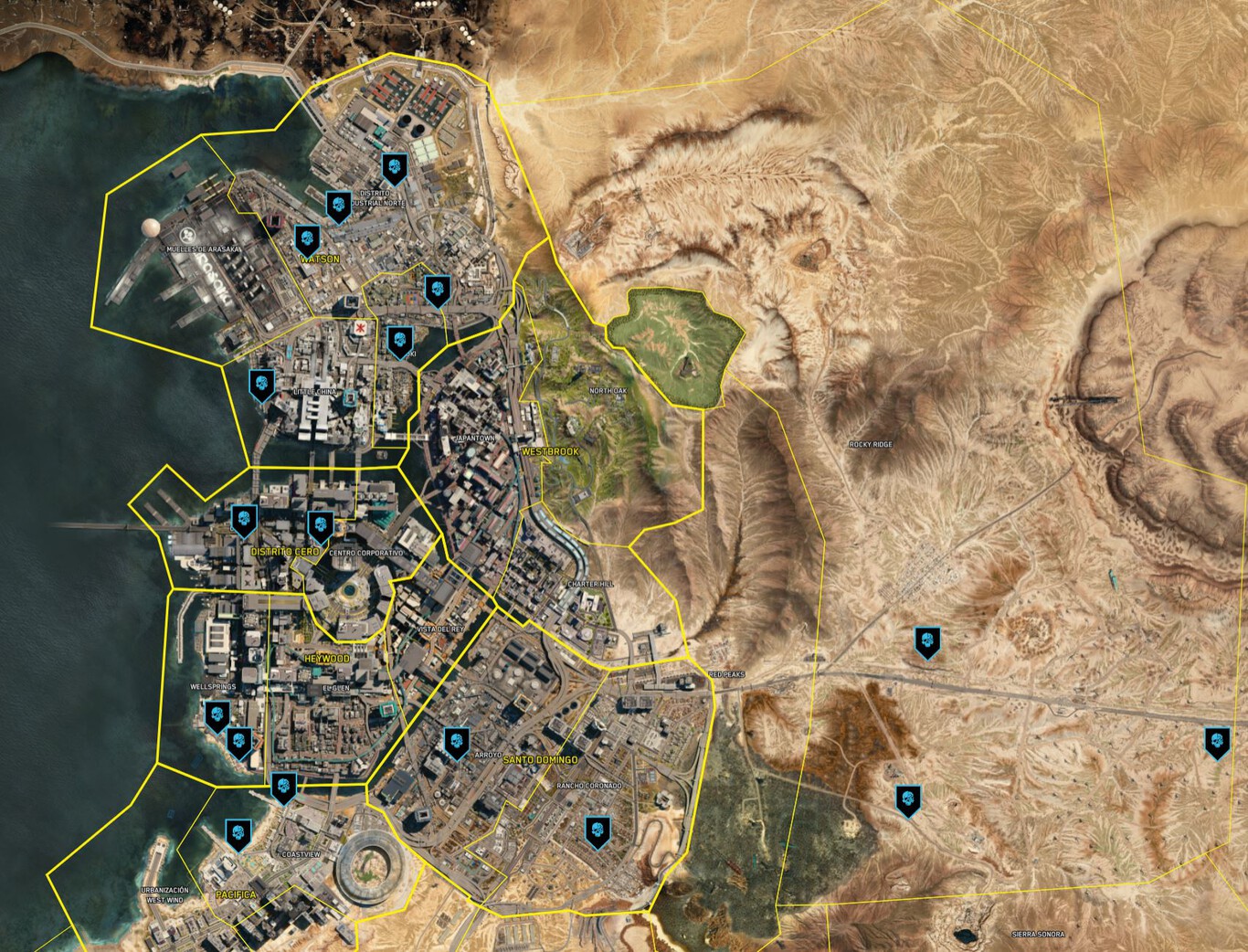 Cyberpunk 2077: mapa con todos los ciberpsicópatas