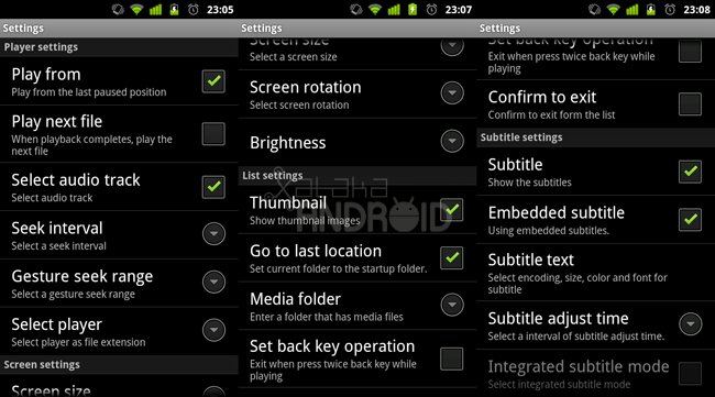 Reproductores de vídeo Android: DicePlayer