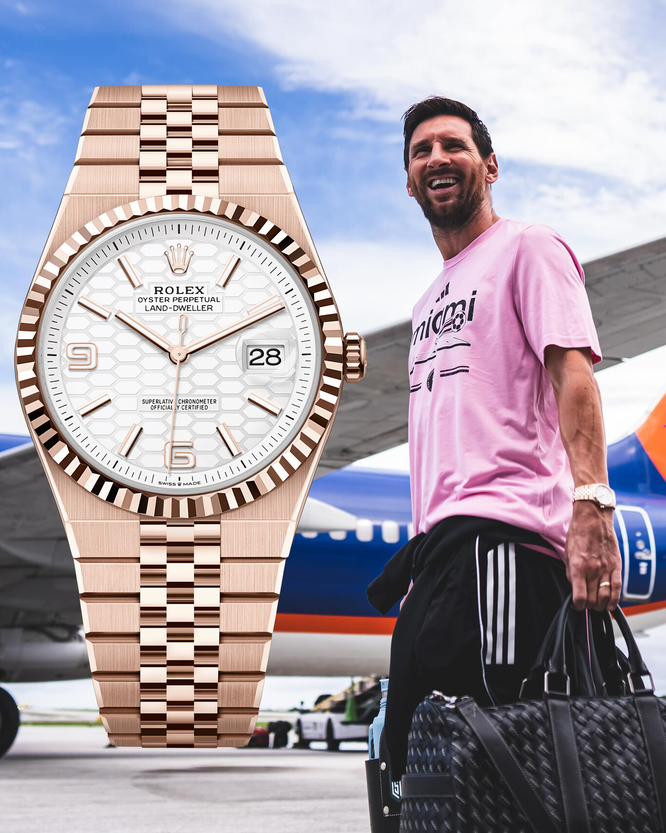 Inspirado en la naturaleza, este reloj de oro rosa de Messi es la última joya de su colección de ...