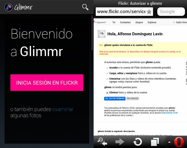 Glimmr para Flickr (Android), análisis