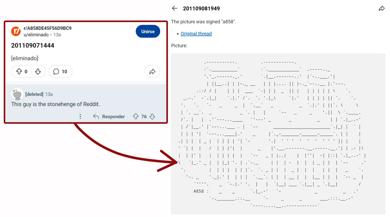 En 2011 alguien publicó en Reddit "A858". Catorce años y miles de ...