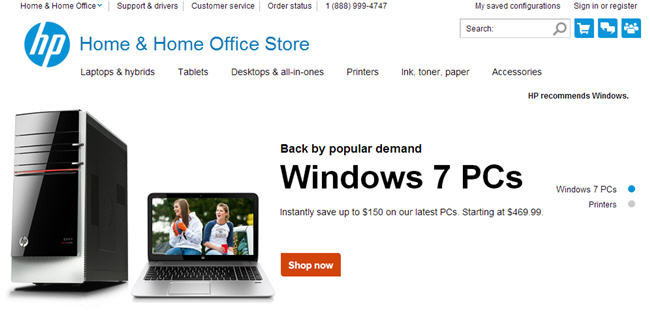 HP vuelve a ofrecer Windows 7 en sus equipos ante la demanda popular