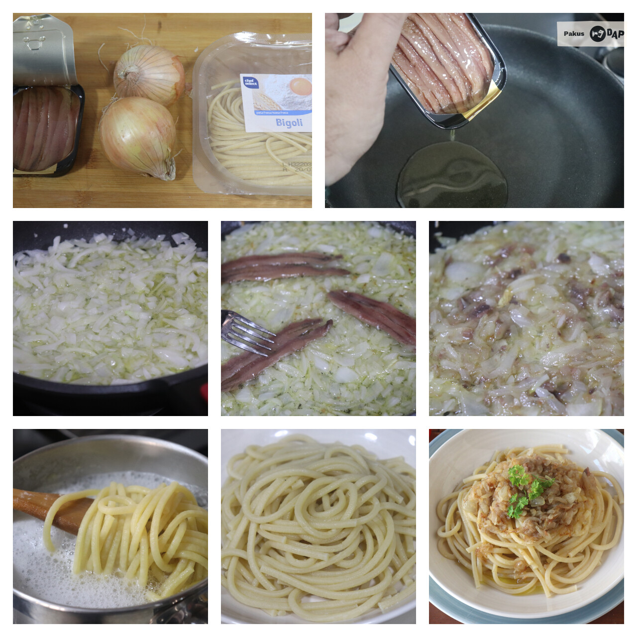 Bigoli en salsa de anchoas o bigoli in salsa, la receta de pasta típica ...