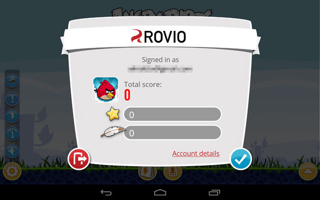 Rovio Account para compartir las partidas de Angry Birds entre dispositivos