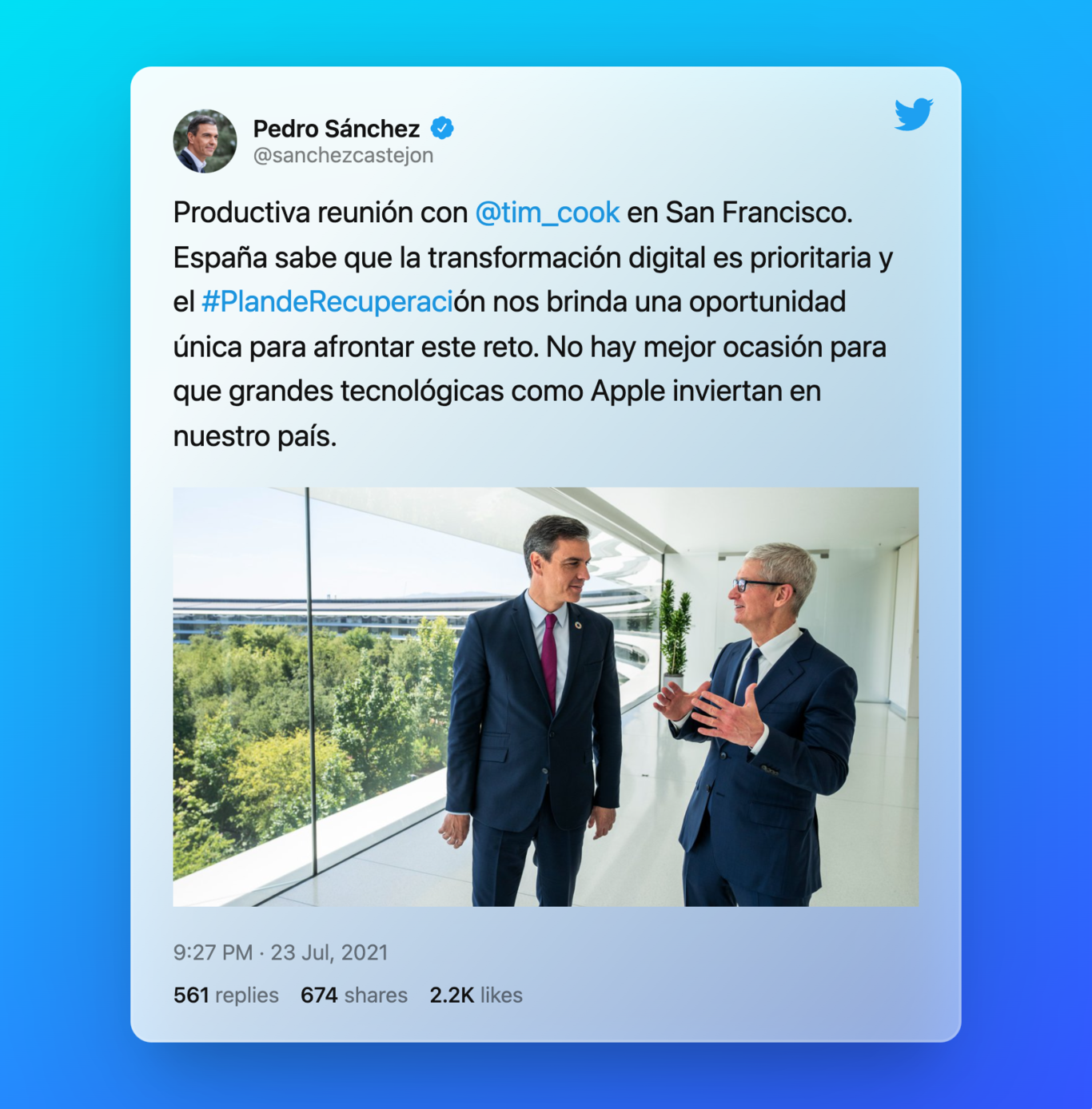 Así fue el día que Pedro Sánchez conoció a Tim Cook: todo ha cambiado ...