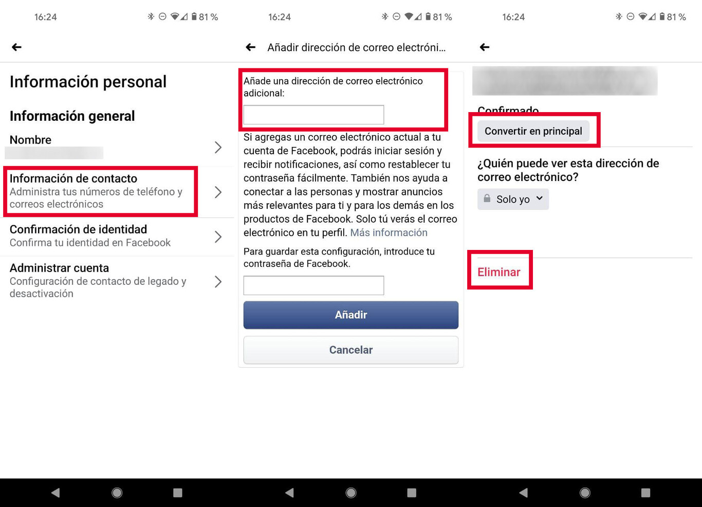 Cómo cambiar el correo electrónico de tu cuenta de Facebook desde el móvil