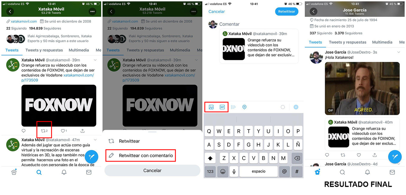 La app de Twitter ya permite añadir GIFs, fotos y vídeos a los retweets ...