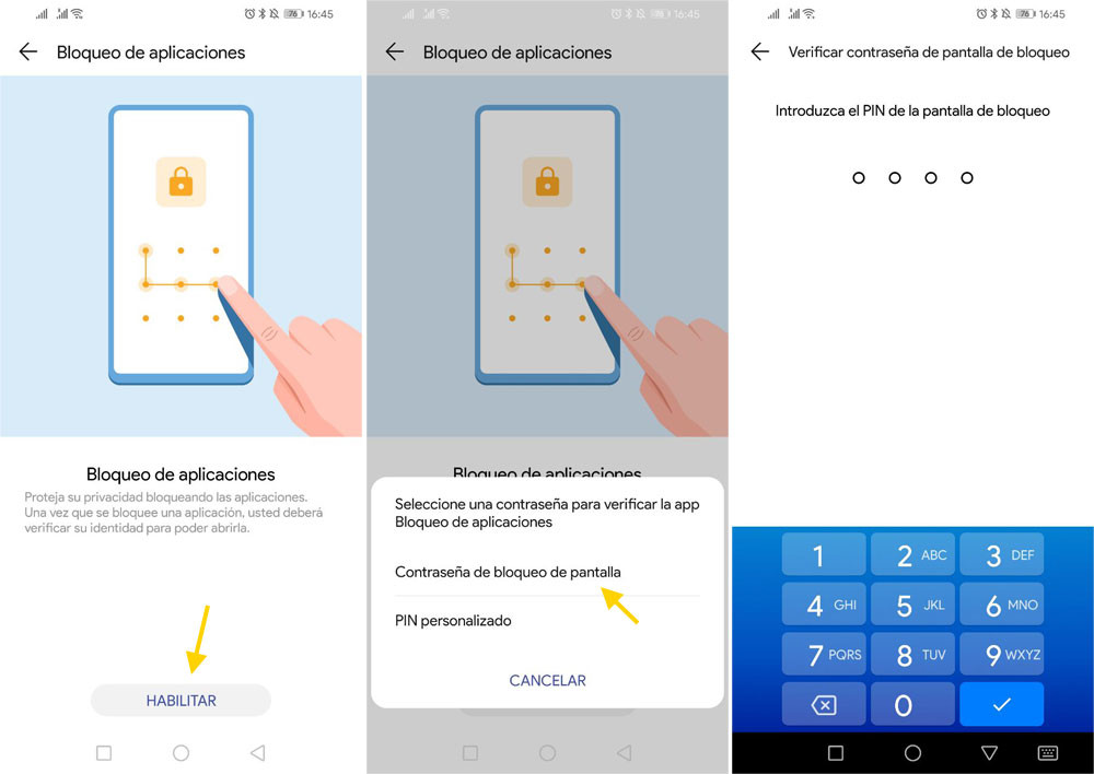 Cómo bloquear apps con contraseña en un móvil Huawei