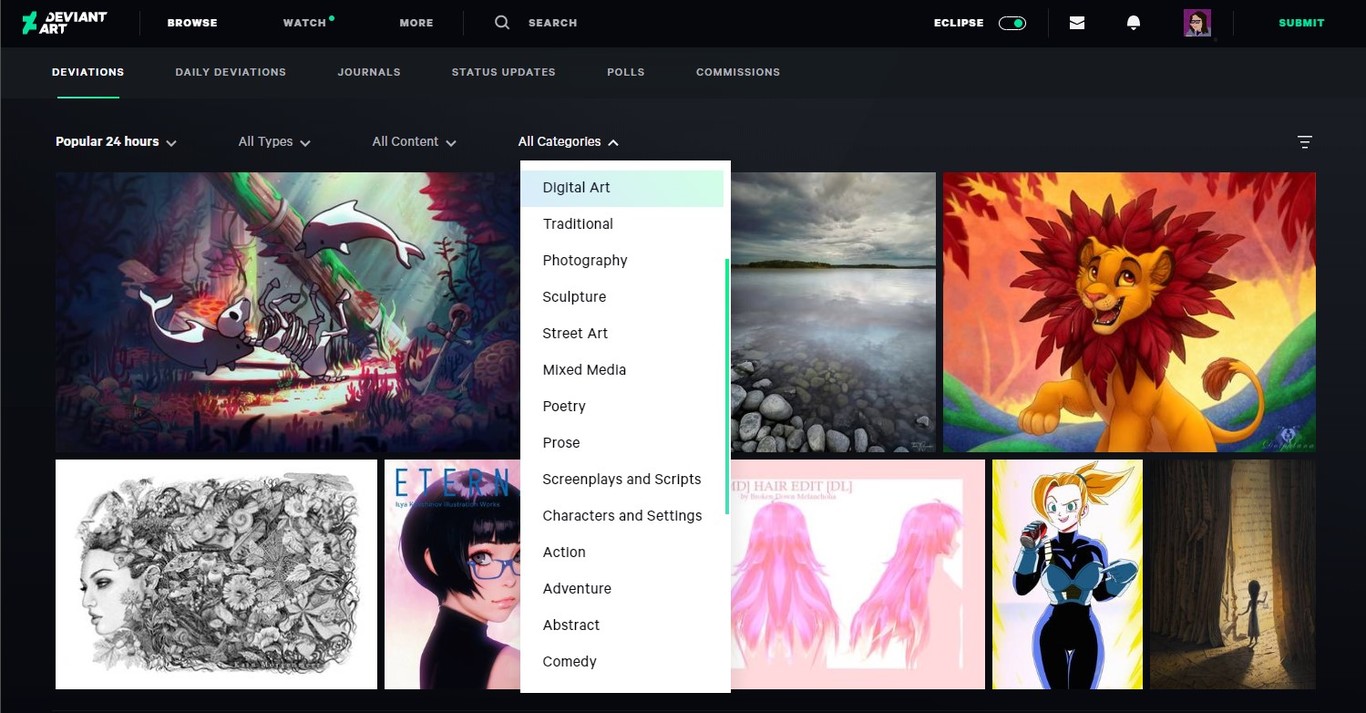 DeviantArt ha hecho un enorme rediseño, eliminado todas las categorías ...