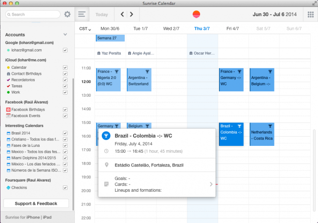 Sunrise Calendar, el exitoso calendario para iOS ahora disponible en Mac