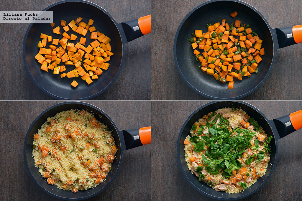 Cuscús con pollo, calabaza y espinacas. Receta de cocina fácil ...