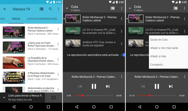 YouTube para Android rediseña la cola de reproducción de Google Cast ...