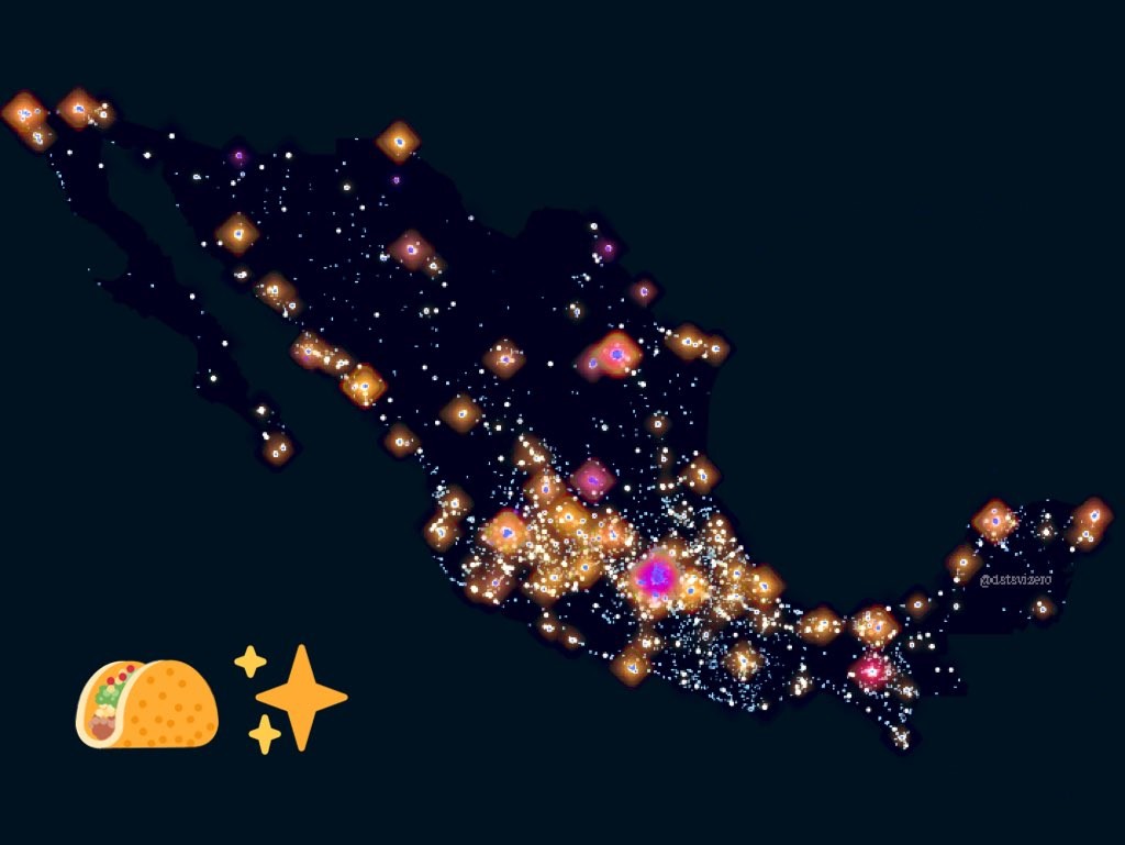 Un mapa recopila todos los puestos de tacos que existen de México ...