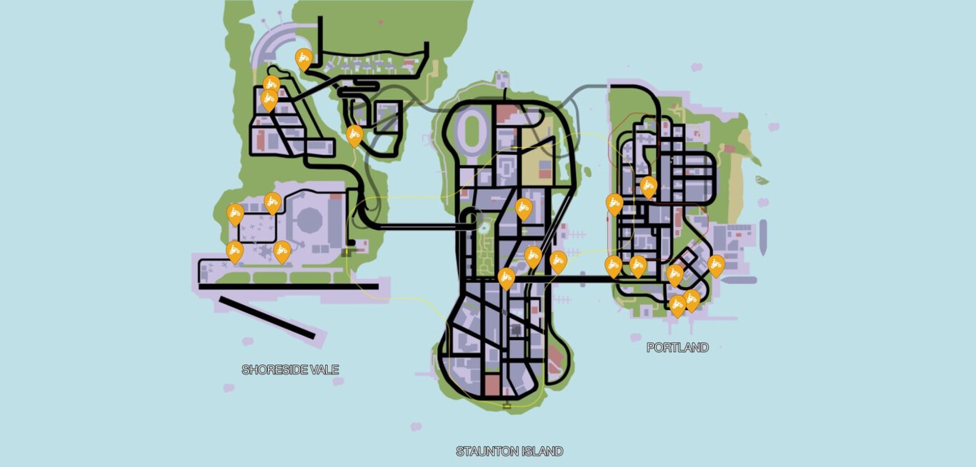 Mapa interactivo de GTA III | Ubicación de todos los coches ...