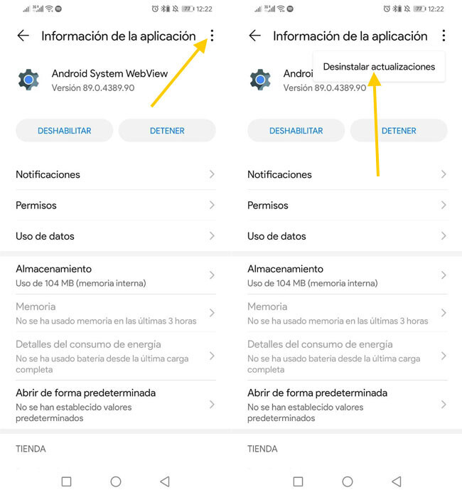 Aplicaciones que se cierran solas en Android: cómo habilitar WebView y ...