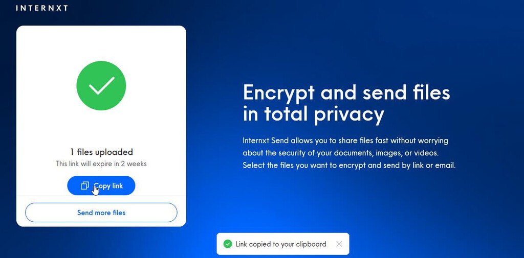 Internxt Send es un nuevo WeTransfer con sello español y que encripta los archivos que envías ...