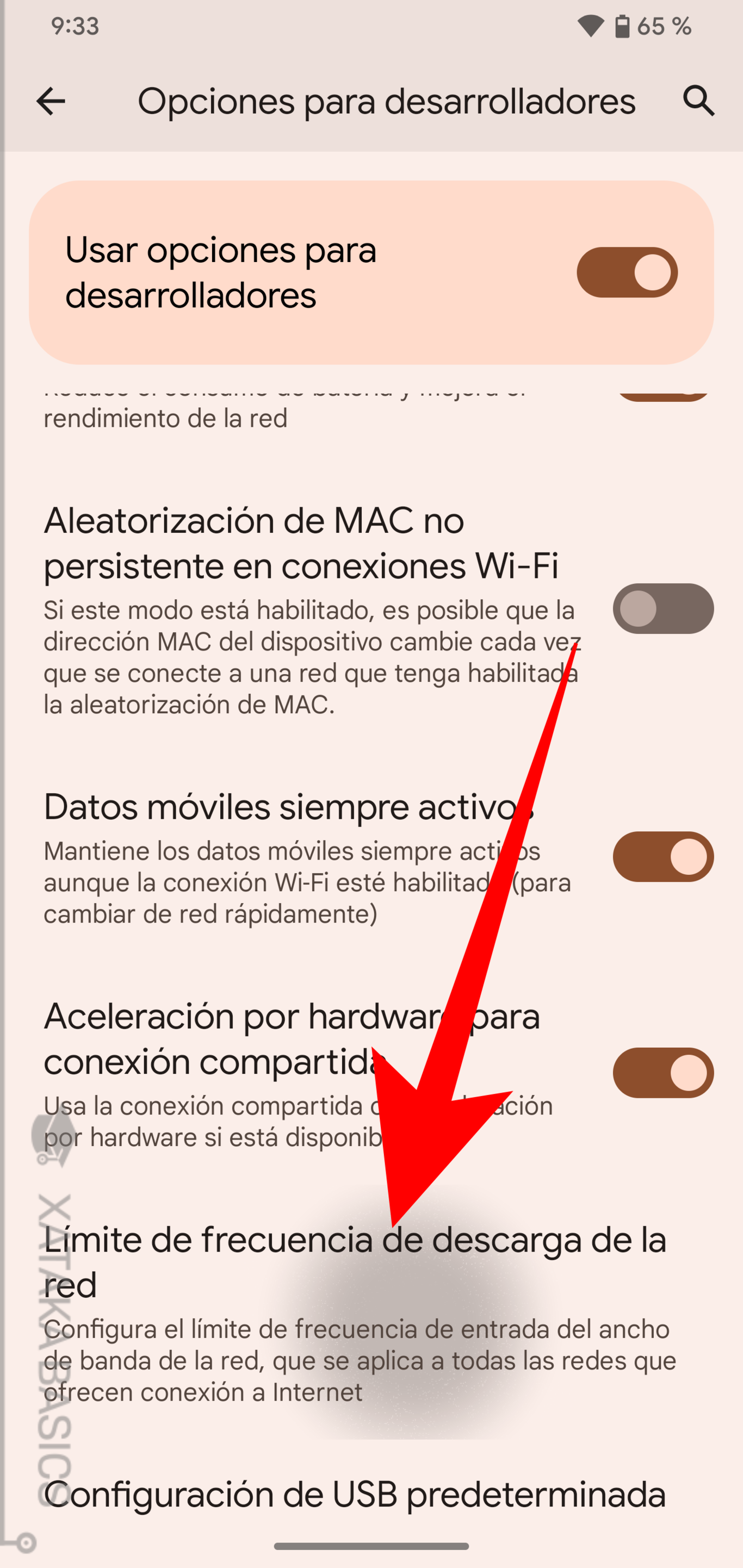 Cómo limitar el ancho de banda de las descargas en Android 13