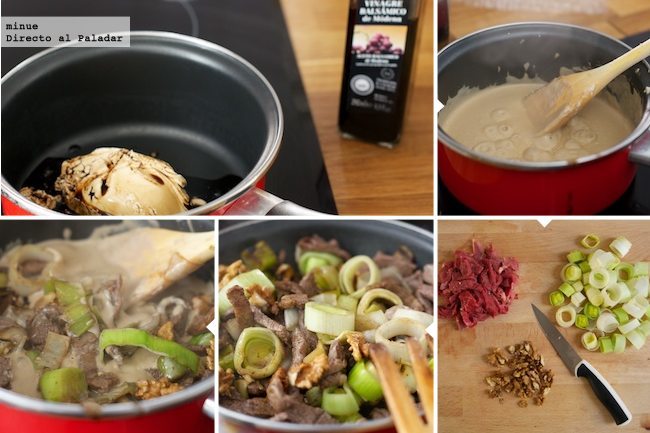 Receta de pasta con salsa de mascarpone y ternera