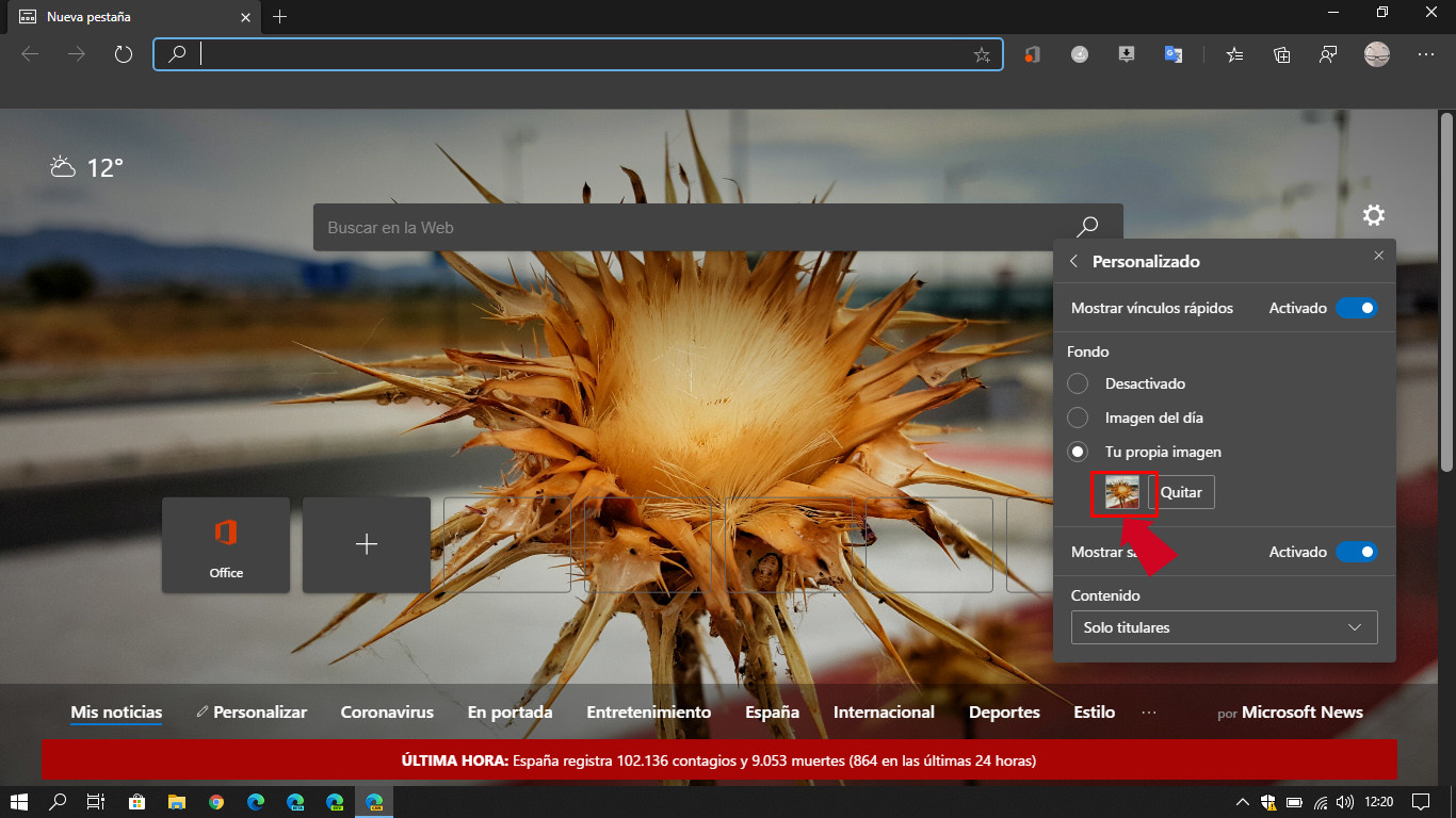 Ya puedes personalizar Edge con tus imágenes favoritas como fondo ...