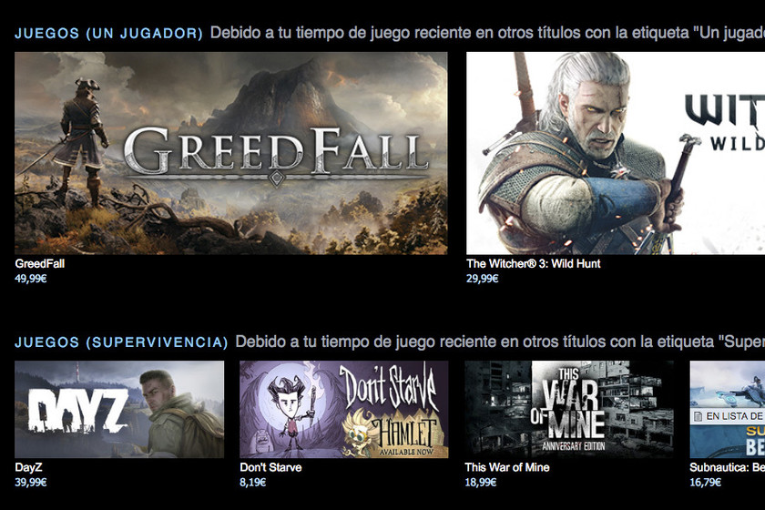 Para sorpresa de nadie, el sistema de recomendaciones de Steam ya ha ...