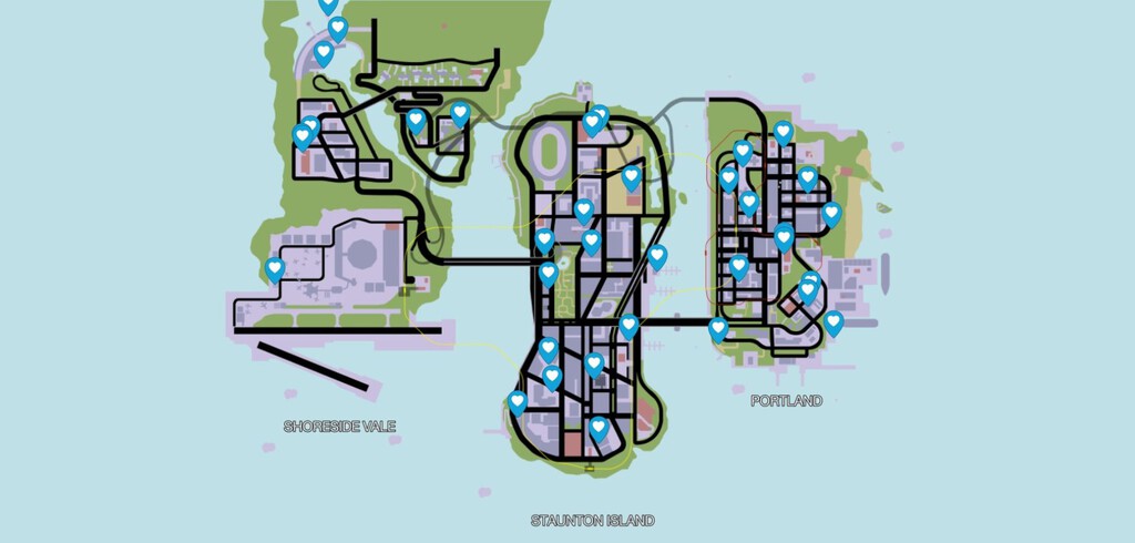 Mapa interactivo de GTA III | Ubicación de todos los coches ...