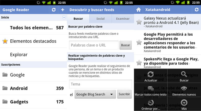 Google Reader para Android se actualiza, ahora traducido al español