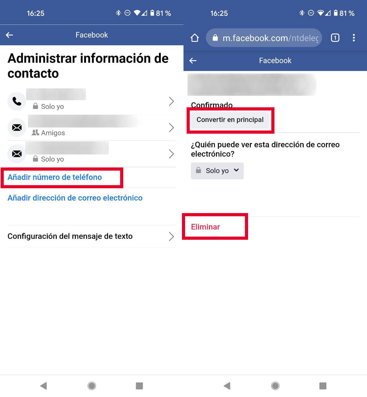 Cómo cambiar el correo electrónico de tu cuenta de Facebook desde el móvil