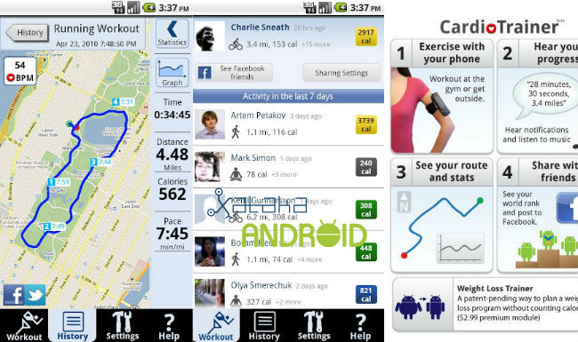 Aplicaciones Android deportes: CardioTrainer