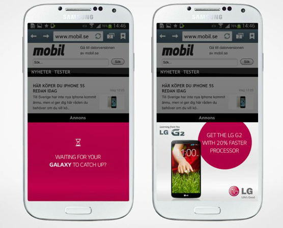 La publicidad de LG reconoce tu celular para compararlo con el G2