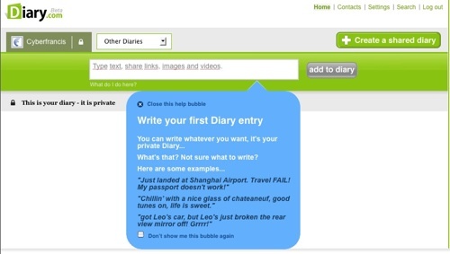 Diary.com, ten tu diario personal online, privado o compartido
