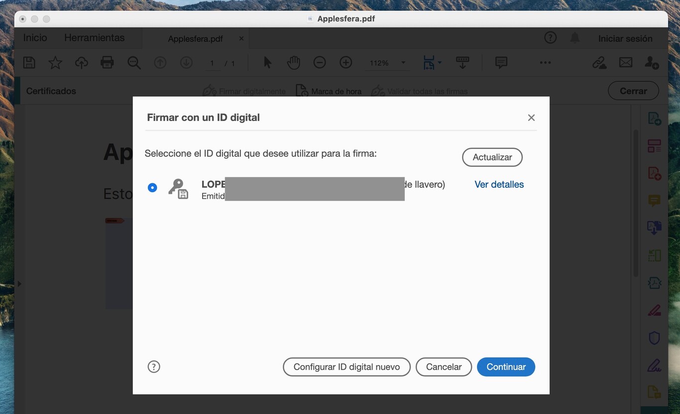 Cómo firmar un PDF con un certificado digital en macOS