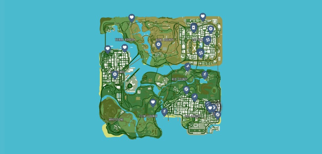 Mapa interactivo de GTA San Andreas, ubicación de todos los coches ...