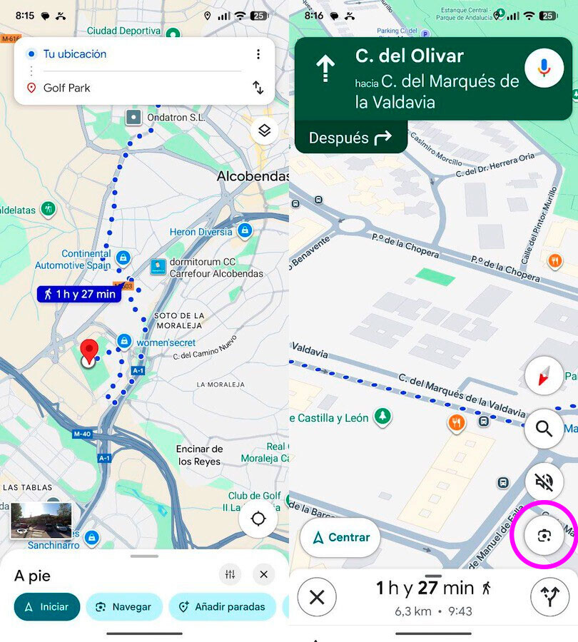 Llevo años usando Google Maps y no conocía este botón. Es una maravilla ...