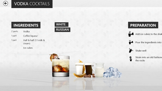 Cocktail Flow: el recetario de cocktails para Windows 8