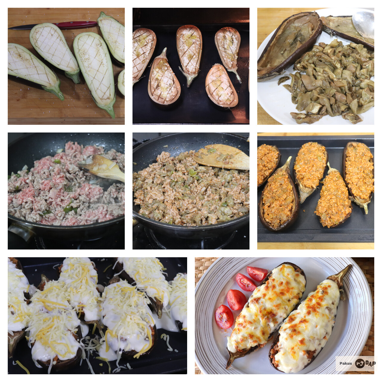 Berenjenas rellenas de carne gratinadas en el horno, la receta casera ...