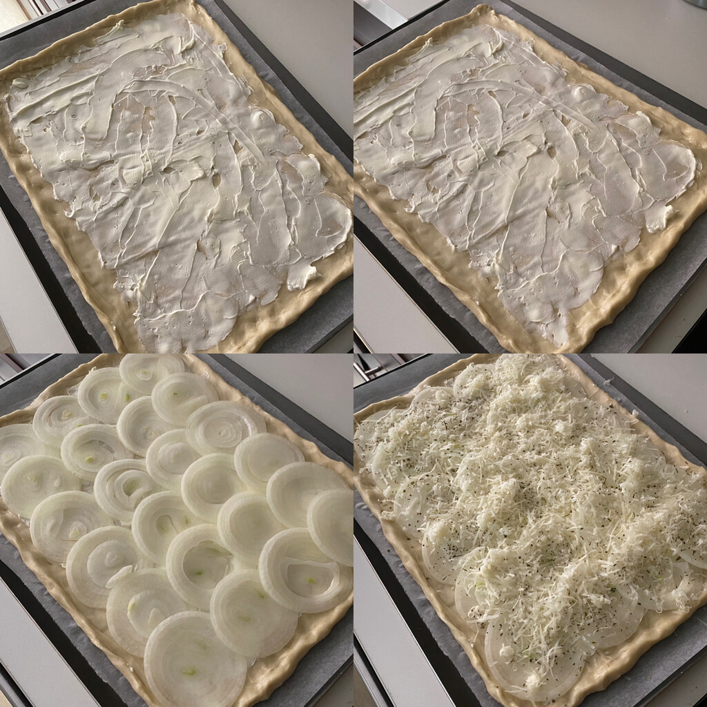 Coca de cebolla y queso a las hierbas, receta de cocina fácil, sencilla ...