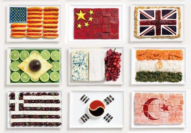 Banderas de países hechas con alimentos