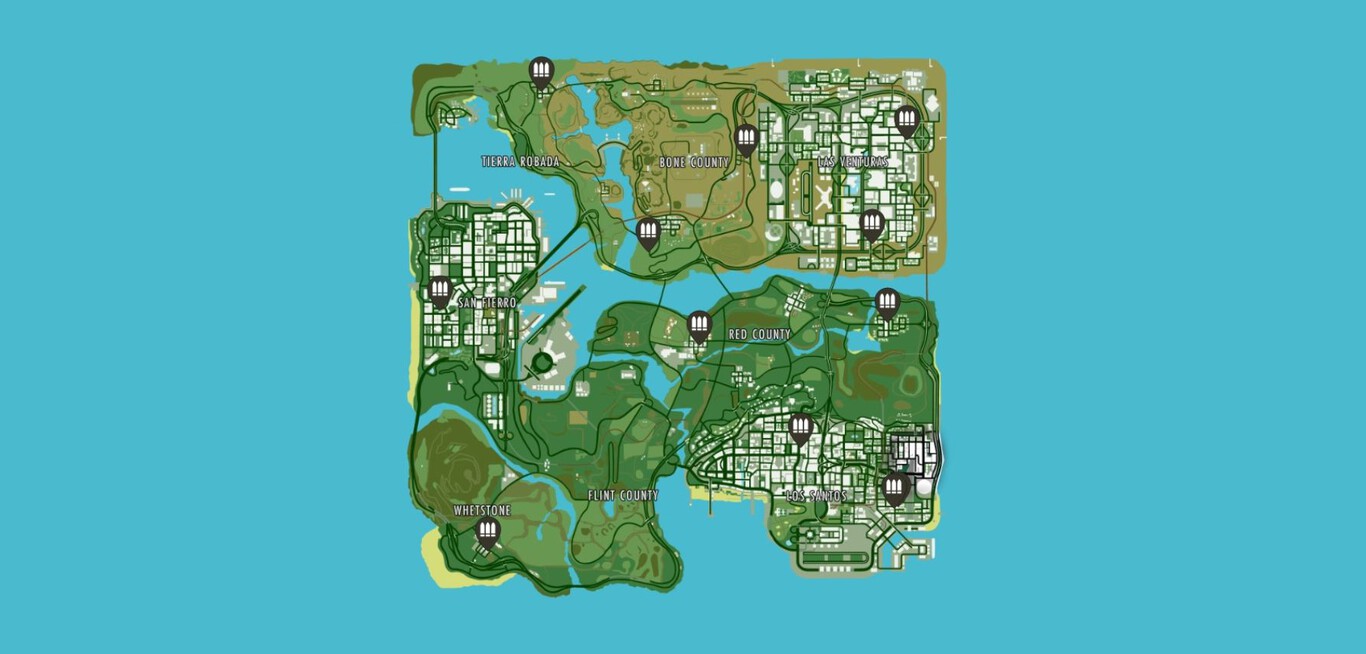 Mapa interactivo de GTA San Andreas, ubicación de todos los coches ...