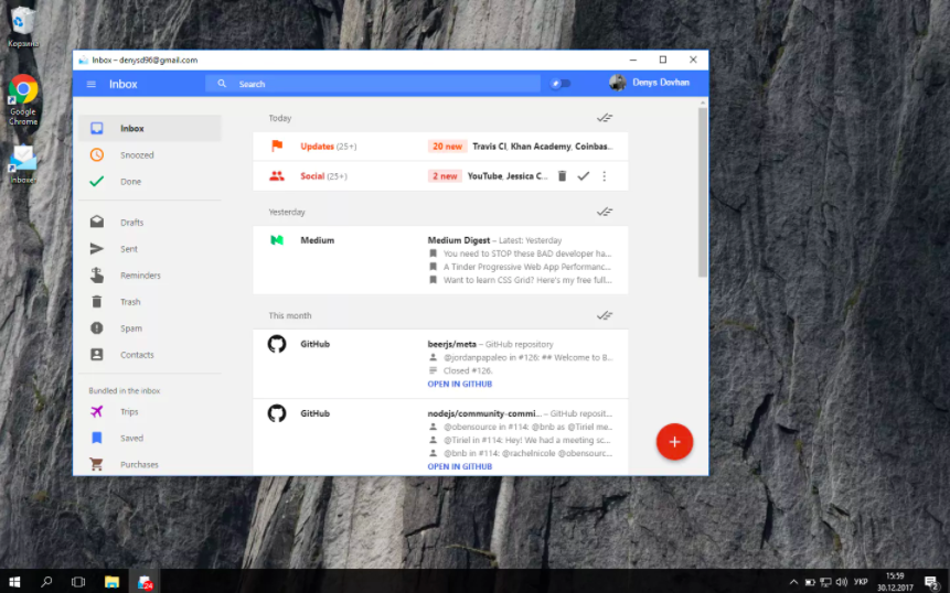 Inboxer, el cliente no oficial de Google Inbox para Windows, Mac y Linux