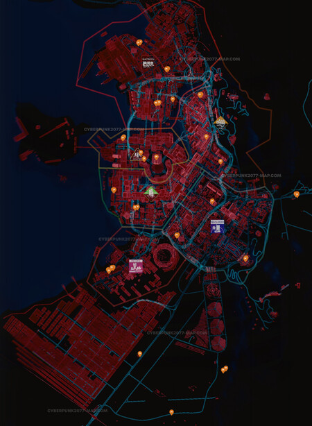 Cyberpunk 2077: mapa con las mejores armas legendarias