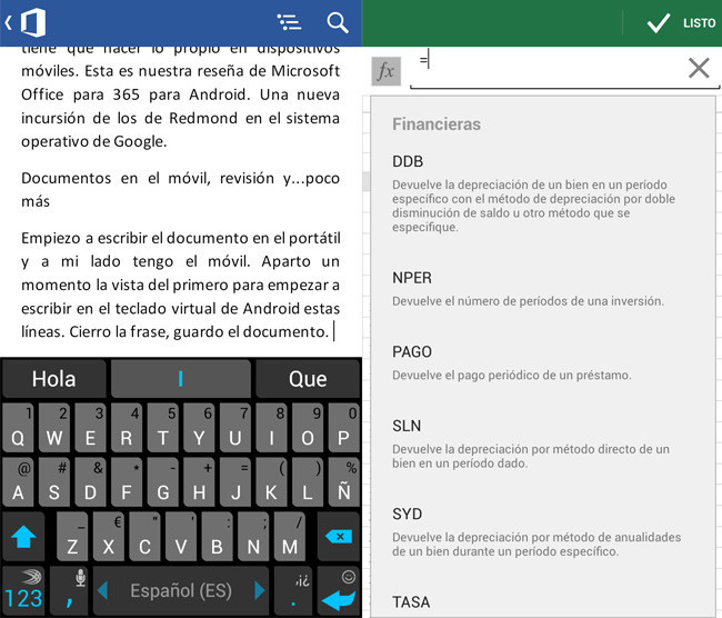 Microsoft Office 365 para Android, análisis