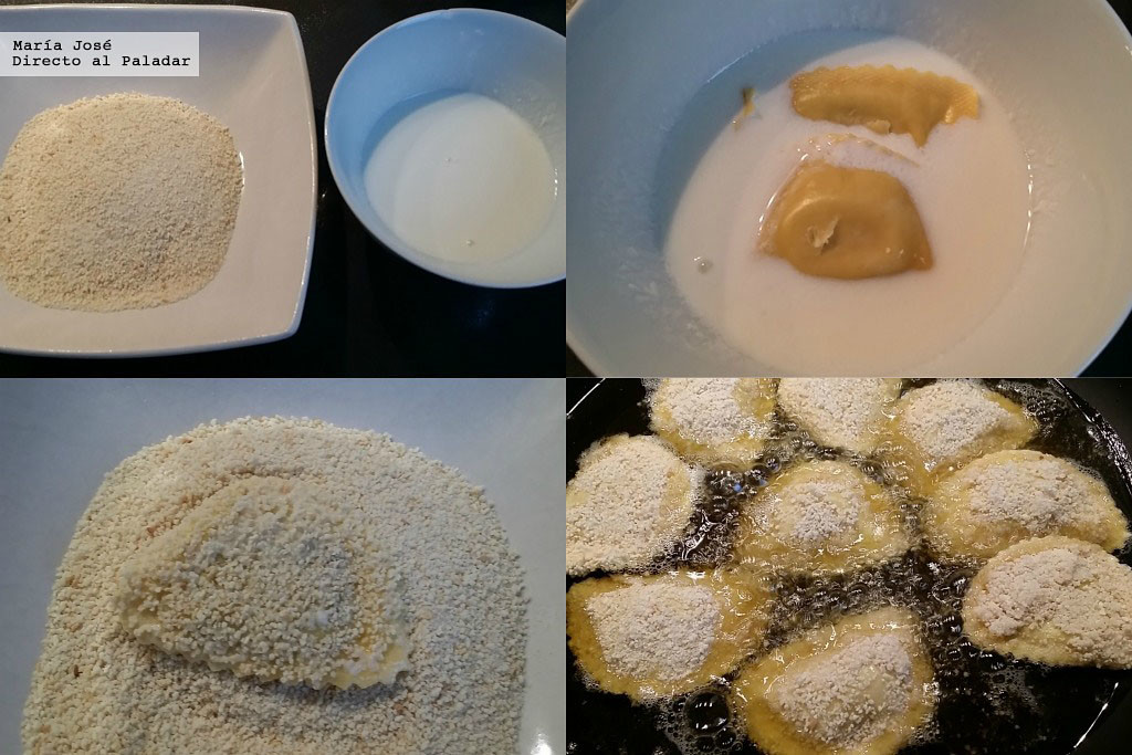 Pasta fresca rellena frita. Receta de cocina fácil, sencilla y deliciosa