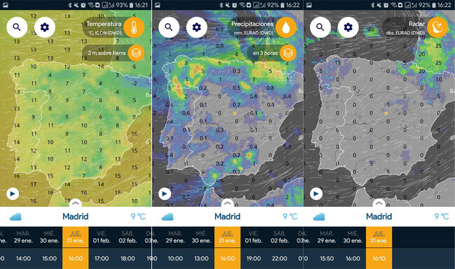 Ventusky, una app muy vistosa para consultar el tiempo en tu móvil Android