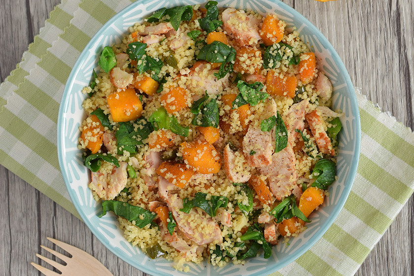 Cuscús con pollo, calabaza y espinacas. Receta de cocina fácil ...