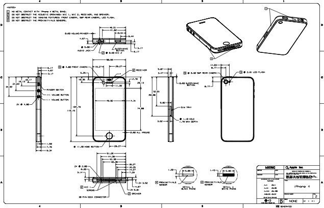 Diagramas CAD de distintos productos de Apple
