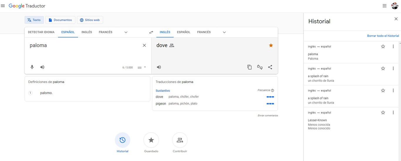 Ya podemos acceder al historial de nuestras traducciones de Google ...