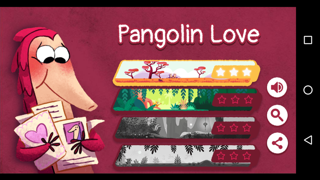 Doodle: Google celebra el San Valentín el divertido juego "Pangolin Love"