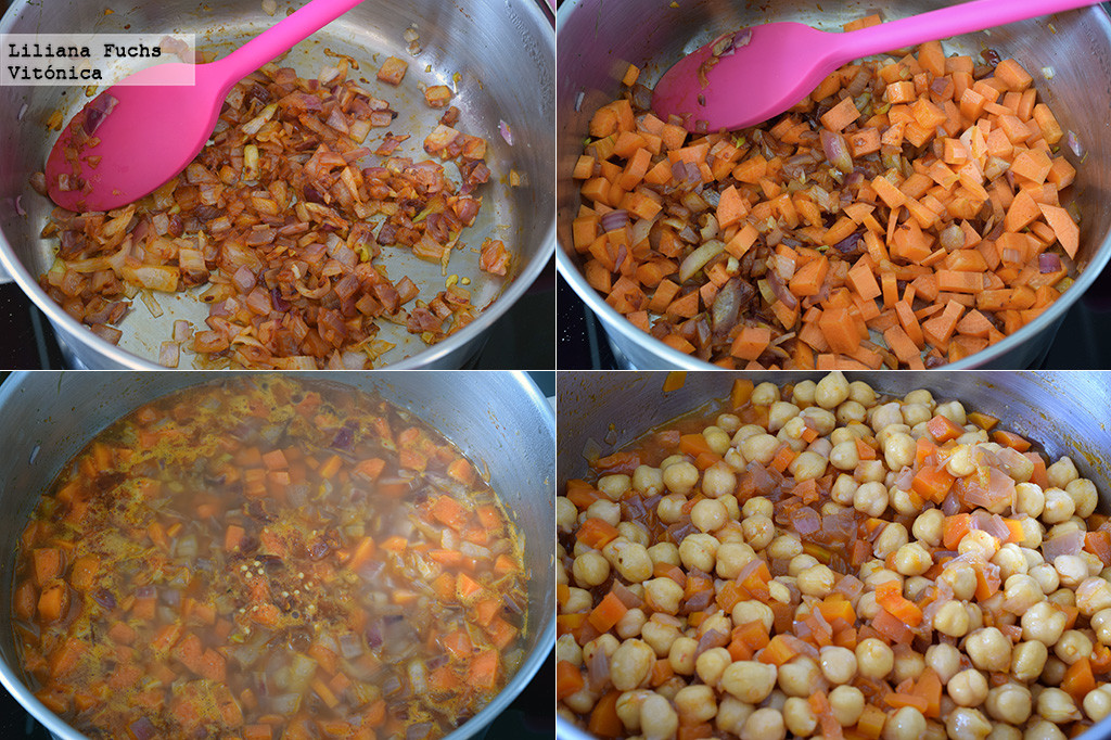 Garbanzos con pollo asado y zanahoria. Receta de cocina fácil, sencilla ...