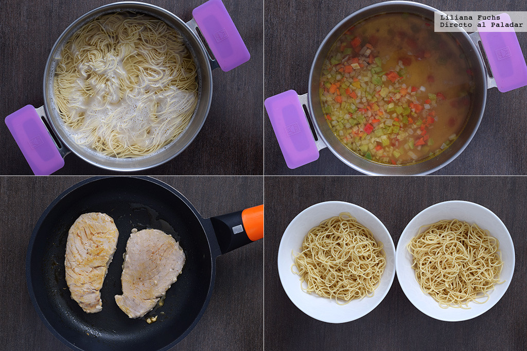Sopa de fideos noodles al miso con atún. Receta de cocina fácil ...