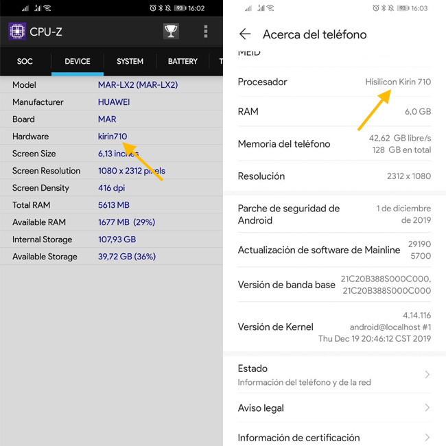 Cómo saber qué procesador, RAM y almacenamiento tiene mi móvil Android
